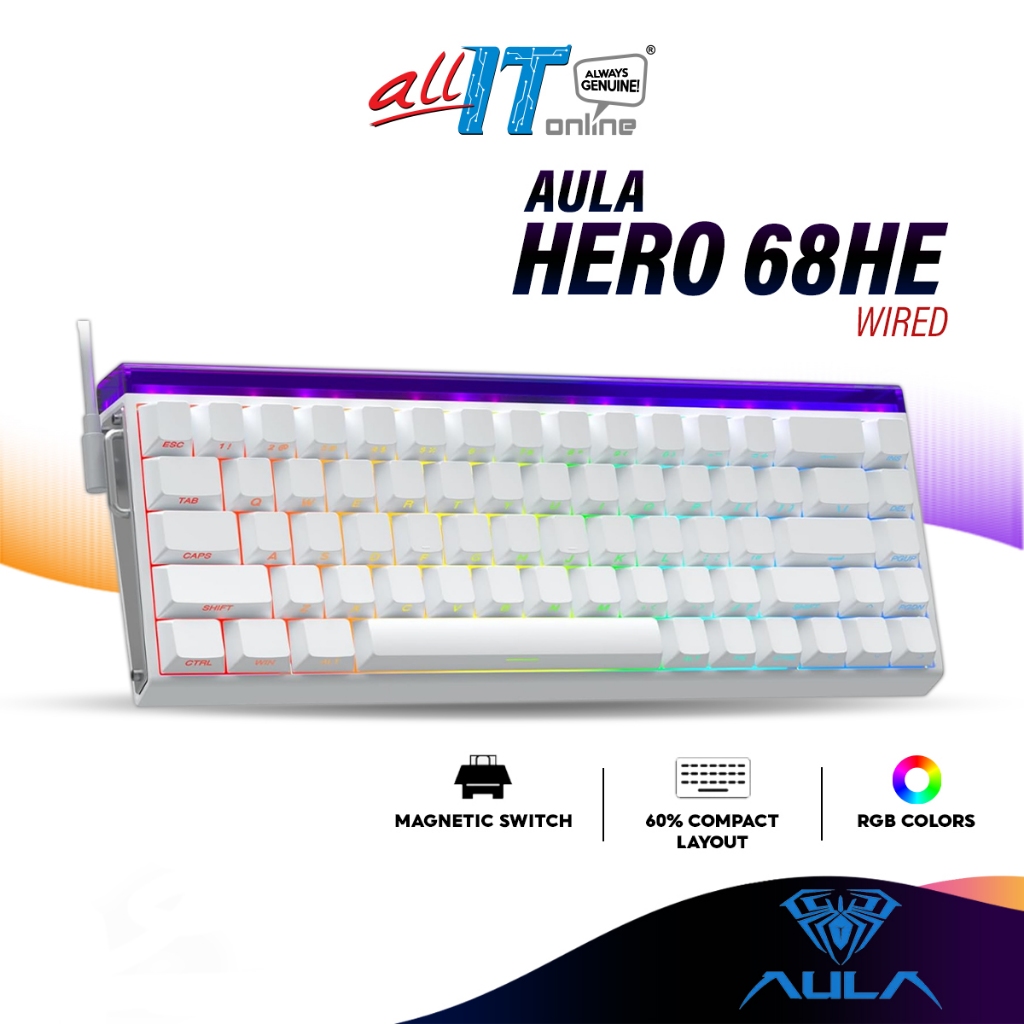 AULA HERO 68HE Magnetic Switch Wired Gaming Keyboard with Rapid Trigger ...