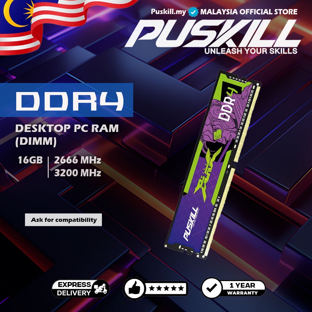 PUSKILL | DDR4 | 16GB | 2666/3200Mhz | DESKTOP RAM | Shopee Malaysia