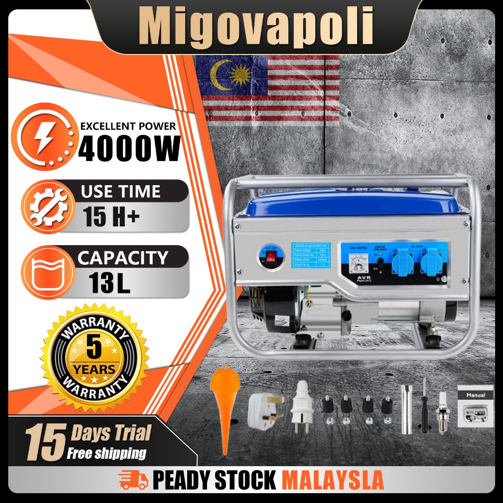 4000W Gasoline 4-Stroke Generator 220V Portable Gasoline Generator Set ...