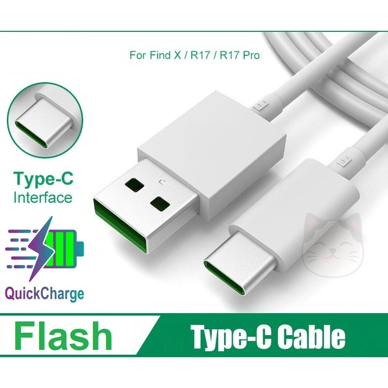Super VOOC Type-C Cable For Oppo 5A Flash Charge Data USB Cable Support ...
