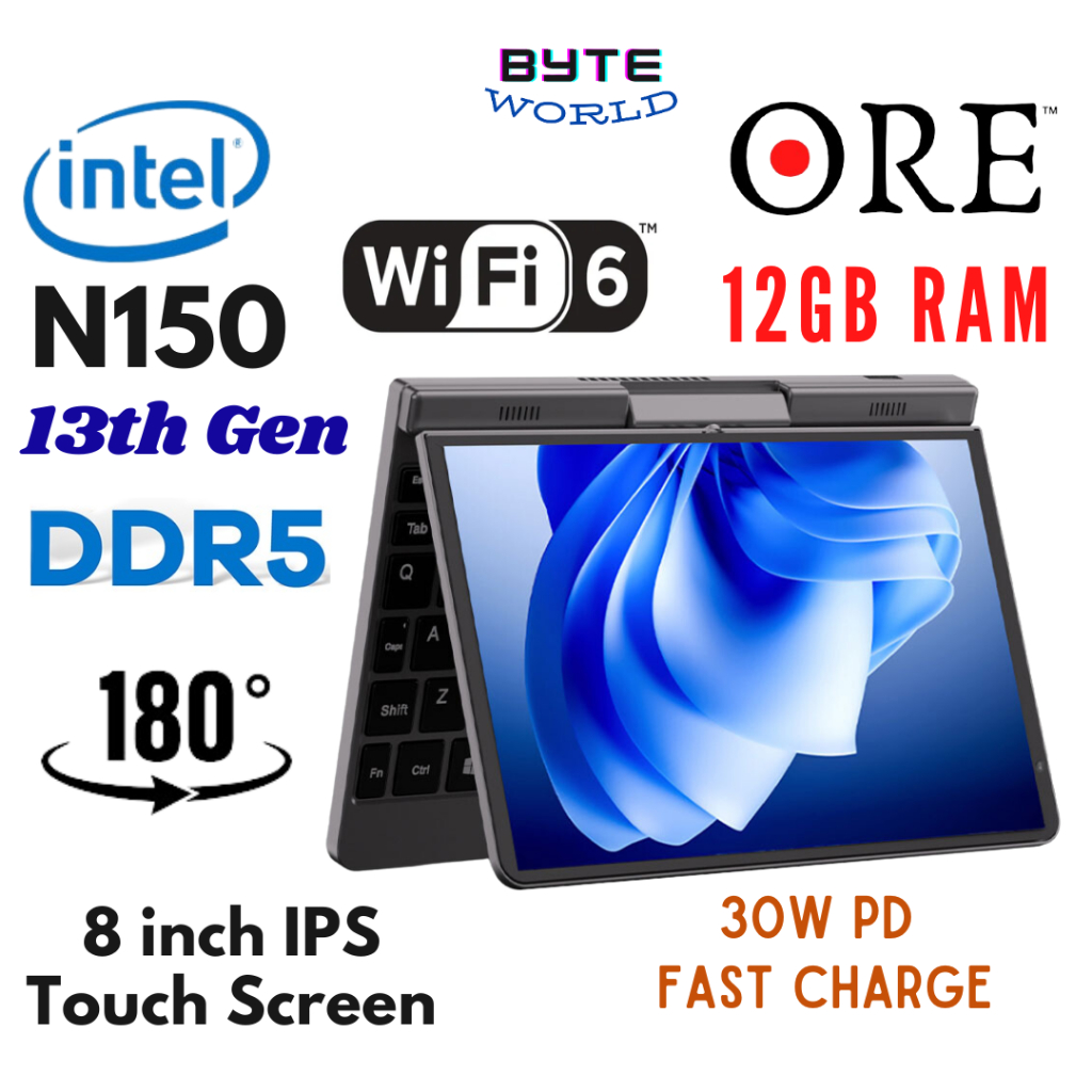 ORE PS8 8" Laptop Gaming Laptop Intel N150 DDR5 12GB RAM 1TB NVME SSD ...