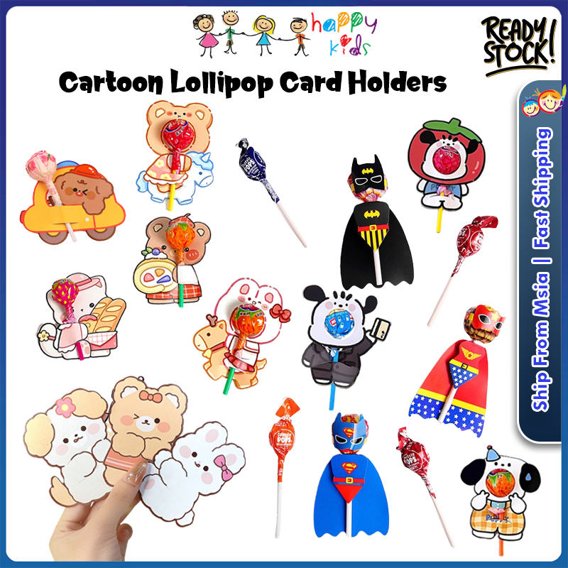 [Happy Kids] Candy Card Lollipop Holder Candy Decoration Card Birthday ...