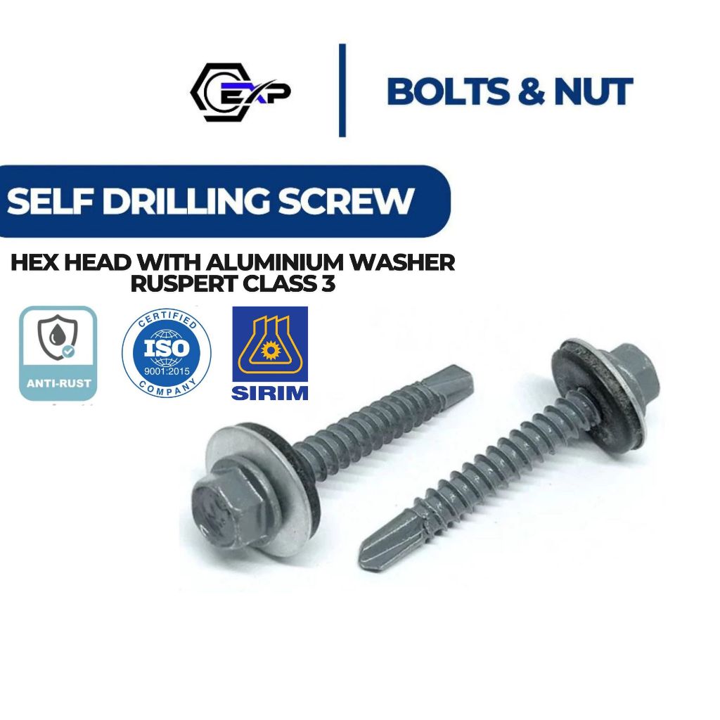Exp (1 PCS) Self Drilling Screw Class 3 Ruspert Hexagon Head With ...