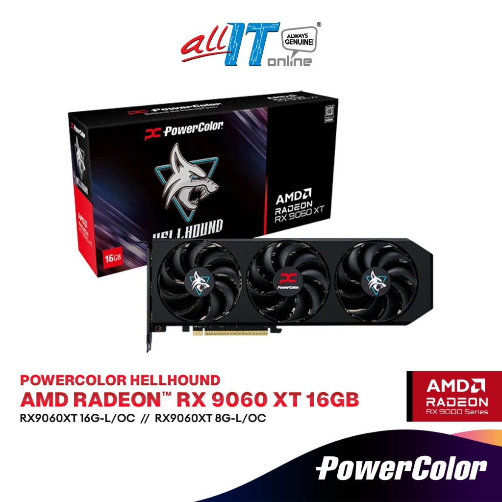 PowerColor Hellhound AMD Radeon RX 9060 XT 16GB / 8GB GDDR6 Graphics ...