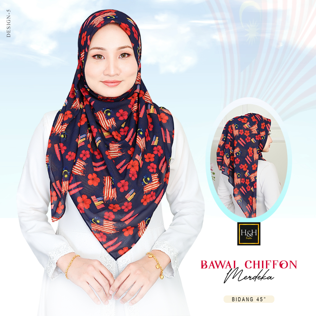 🎀Special Edition🎀 Merdeka Tudung Bawal MERDEKA Pattern Bidang 45 ...