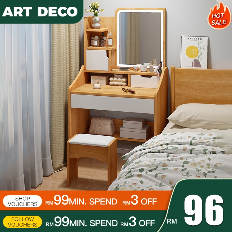 Meja Solek Dressing table With Led Mirror Makeup Table Bedroom Table ...