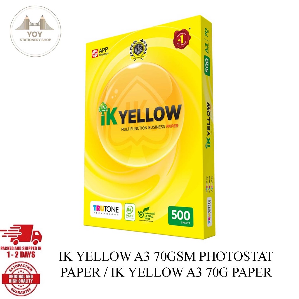 IK YELLOW A3 70GSM PHOTOSTAT PAPER / IK YELLOW A3 70G PAPER (READY ...