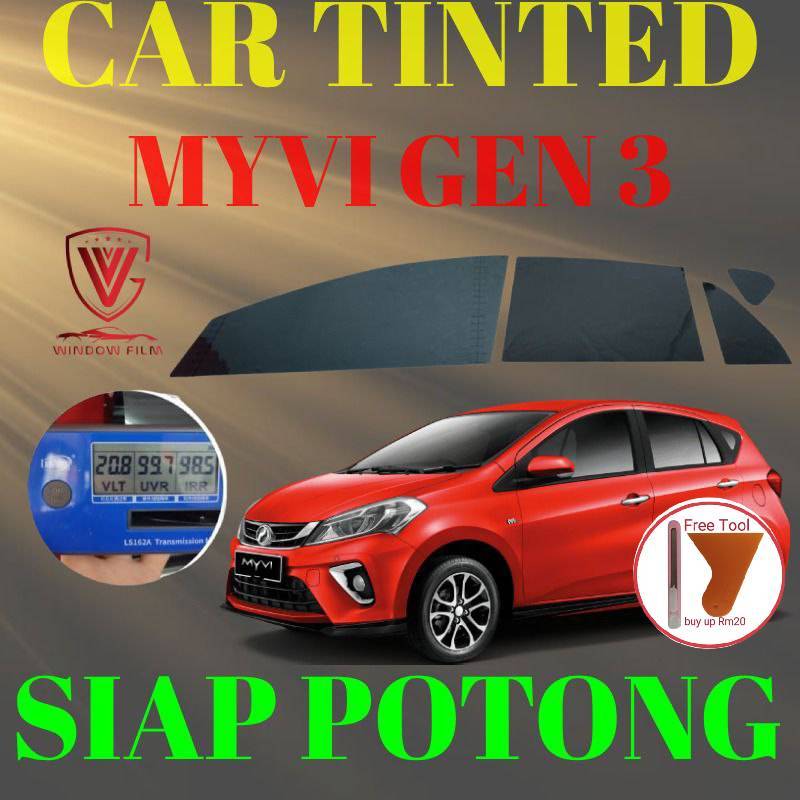 Perodua (Myvi Gen 3）4 Door Tinted 2PLY UV 99% Hitam(Gelap 30% 50% 65% ...