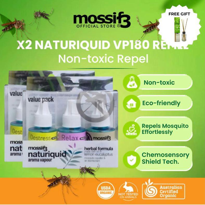 (BUNDLE OF 2) Mossif3 Naturiquid VP180 Mosquito Repellent Liquid Refill ...