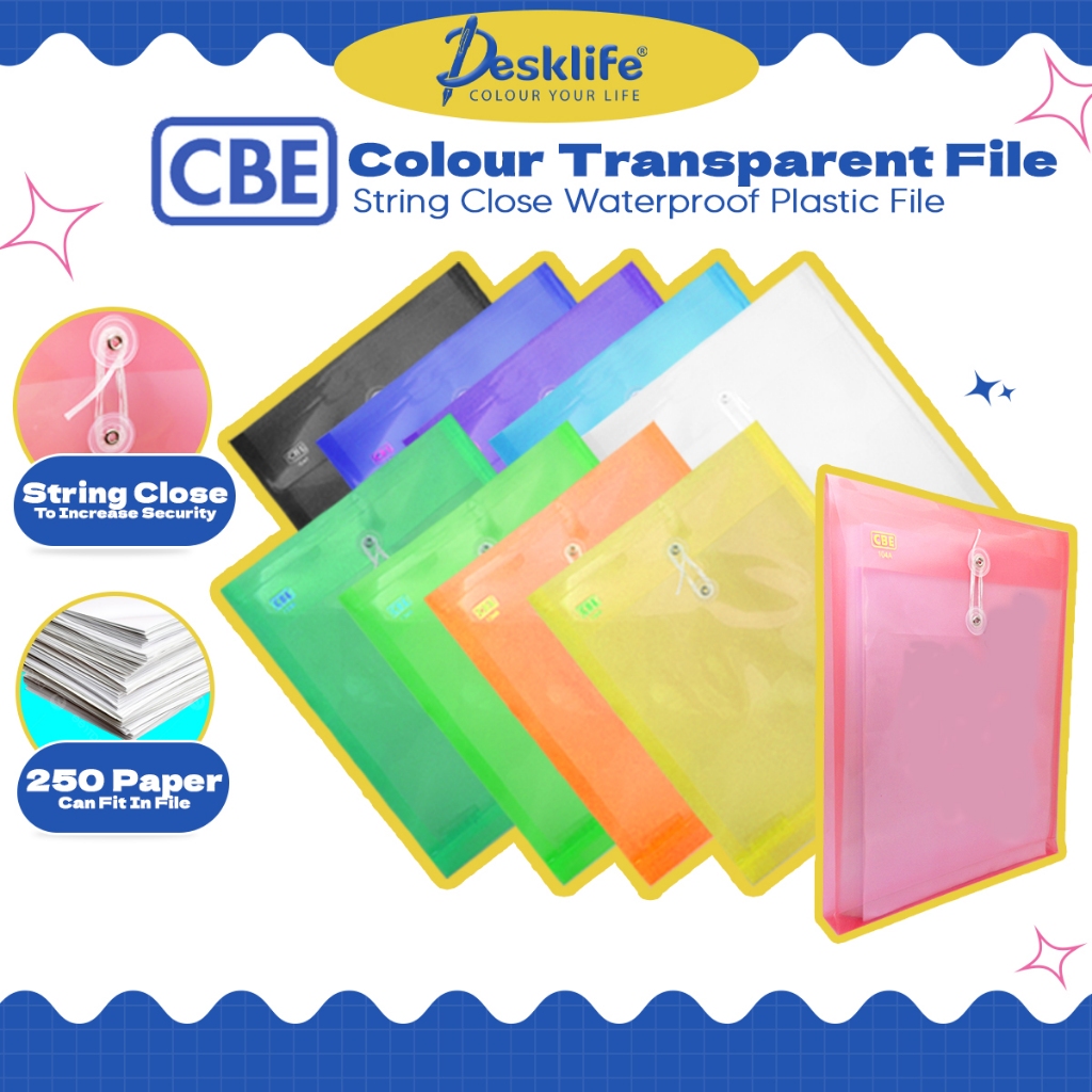 A4/F4 CBE Fail Plastik String File Folder Plastik Transparent File ...