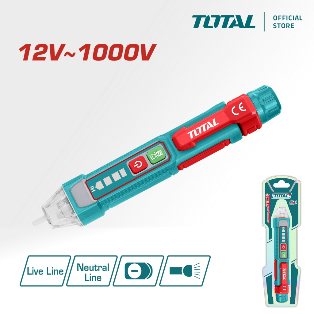 TOTAL Non-contact AC Voltage Detector, LED Light + Sound Indicators ...