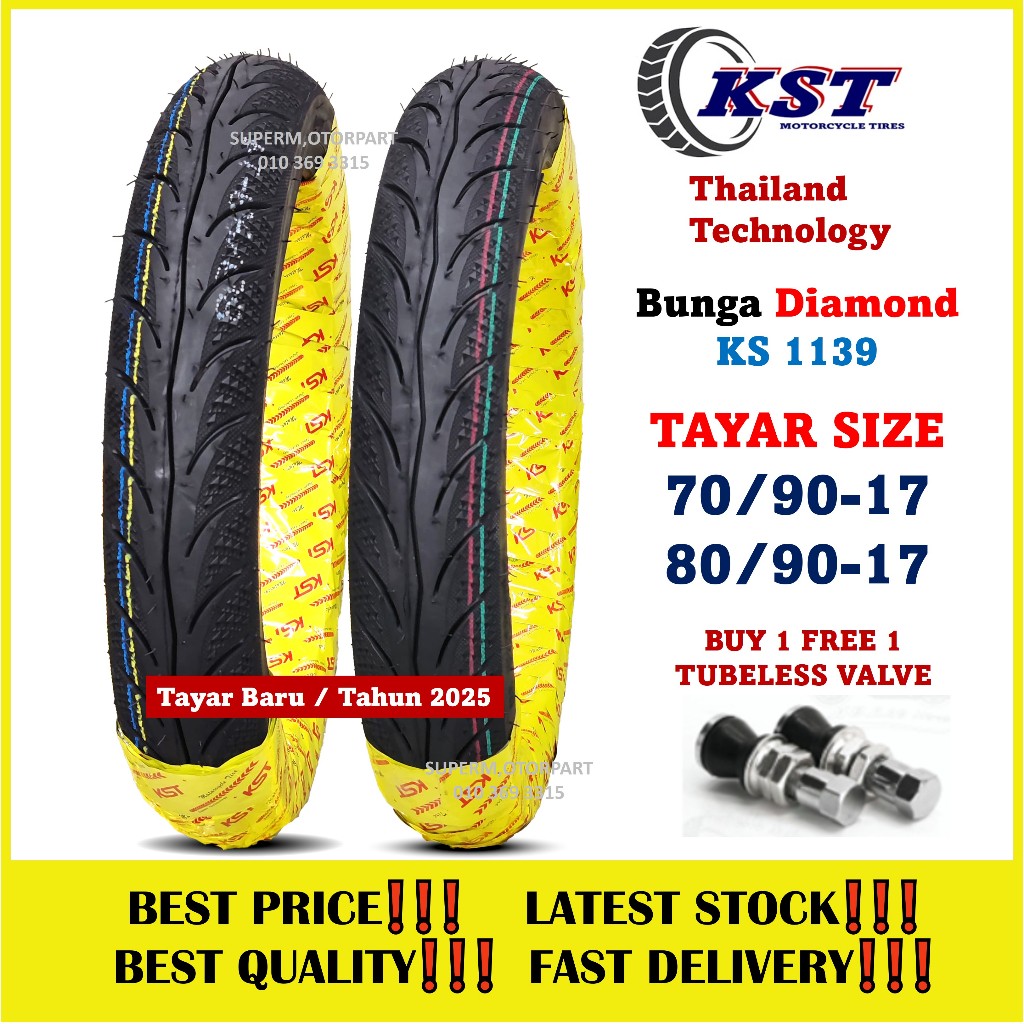 TAYAR MOTOR 70/90-17 & 80/90-17 TUBELESS TYRE BUNGA TT / BUNGA 100 ...