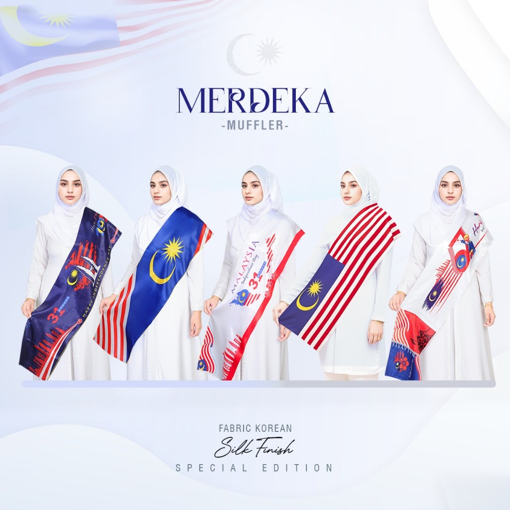 Muffler Scarf Merdeka perempuan Dewasa Moden Viral Merdeka 2025 Stylish ...