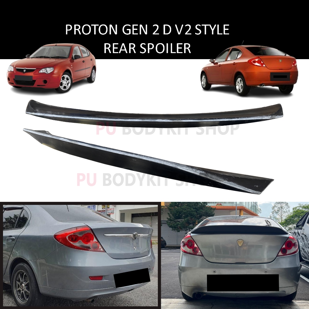 PROTON GEN 2 D V2 STYLE REAR TRUNK SPOILER MATERIAL FIBER SKIRT BODYKIT ...
