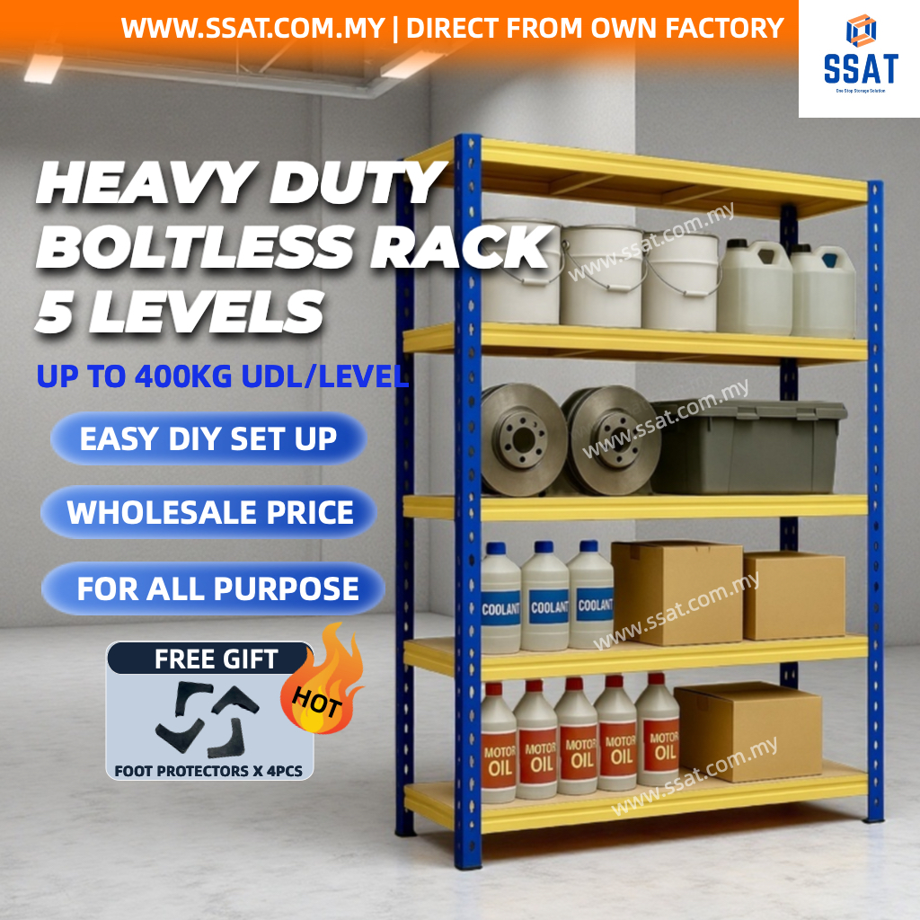 【FREE SHIPPING】 SSAT HEAVY DUTY BOLTLESS RACK 5 LEVELS WAREHOUSE RACK ...