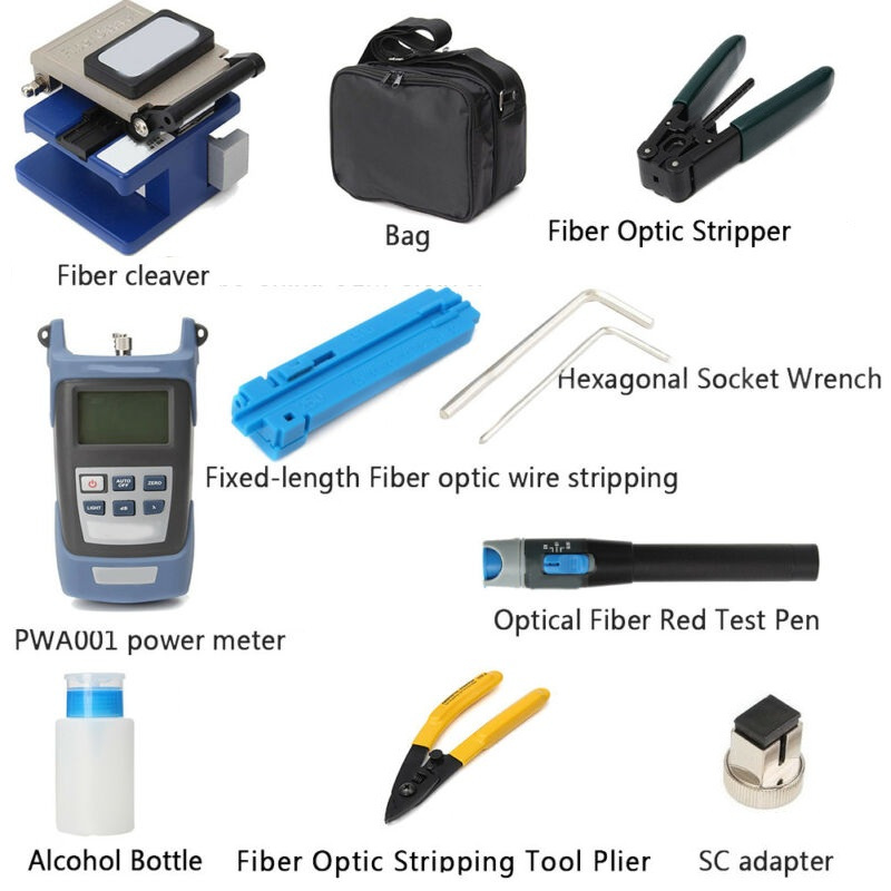 Fiber Optic FTTH Tools Kit Fiber Cleaver Optical Power Meter 10Mw VFL ...