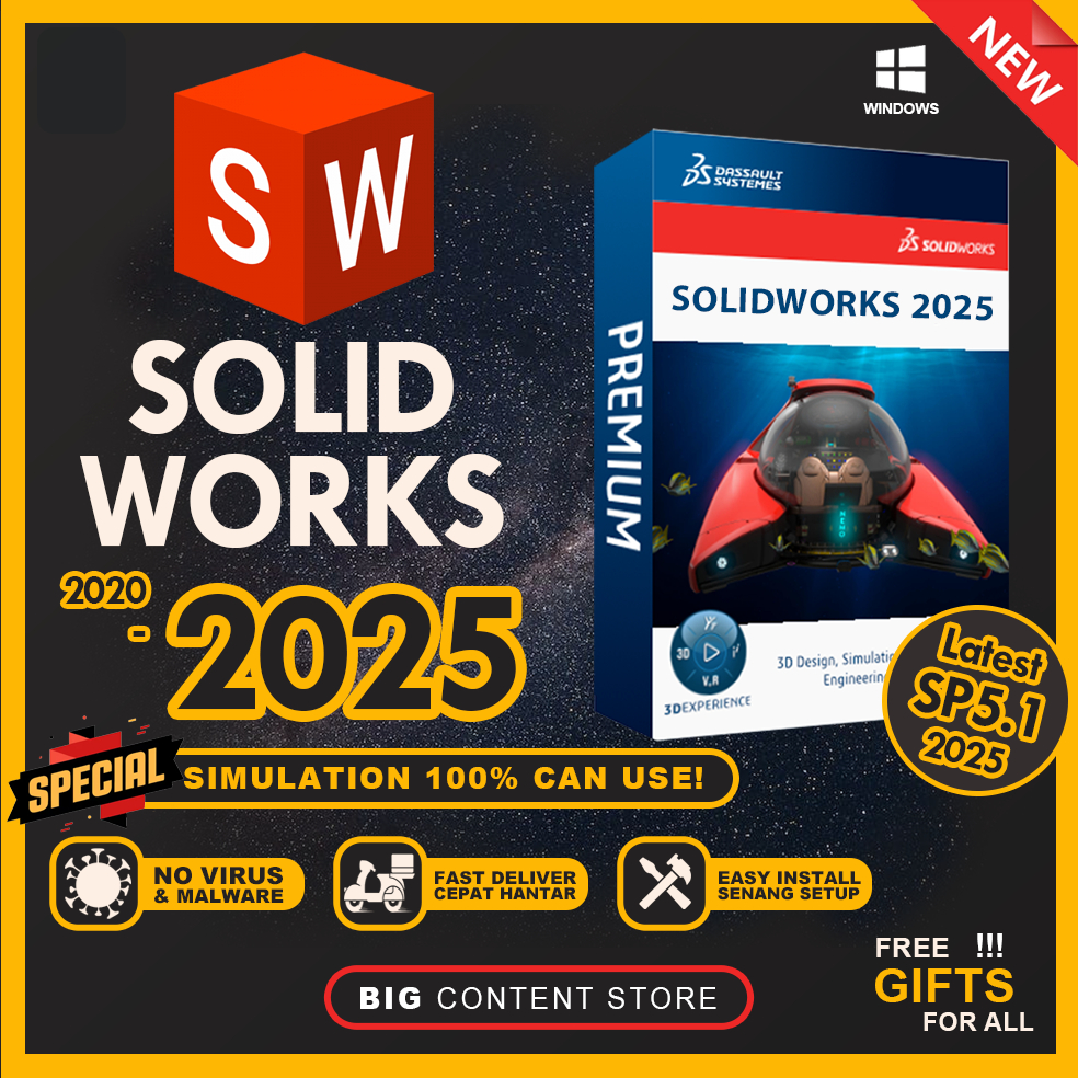 Solidworks Premium 2025 SP5 - 2020 Full Collection + Fix Server & Install Problem | Shopee Malaysia
