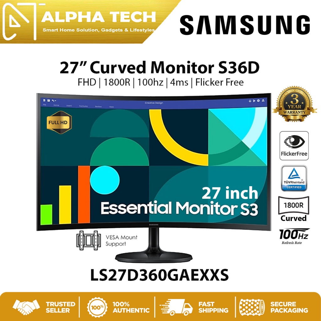 Samsung 27" LS27D360GAEXXS Curved Monitor | 100Hz | 4ms (GTG) | FHD ...