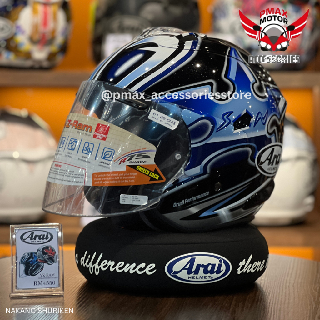 ARAI VZRAM NAKANO SHURIKEN SILVER OPEN FACE HELMET 100% Original Made in Japan | Shopee Malaysia