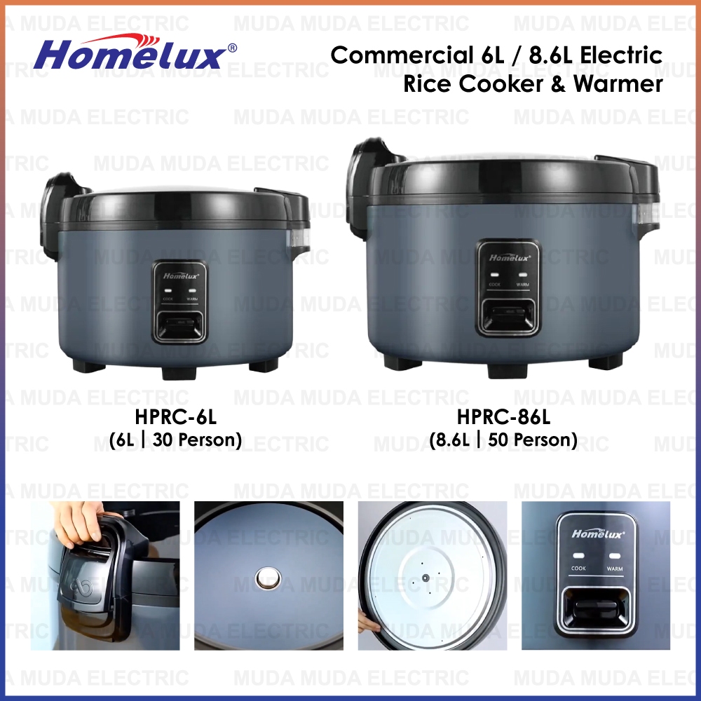 Homelux 6L | 8.6L Non Stick Commercial Electric Rice Cooker & Warmer ...
