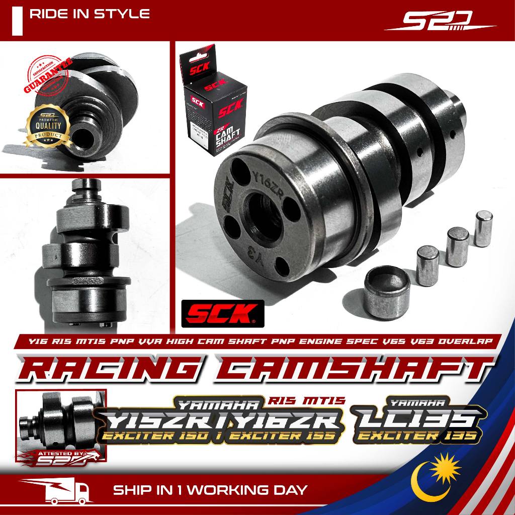 Racing Camshaft SCK Y16 V2 Y16ZR Y15ZR Y15 LC 135 R15 MT15 PNP VVA Hi ...