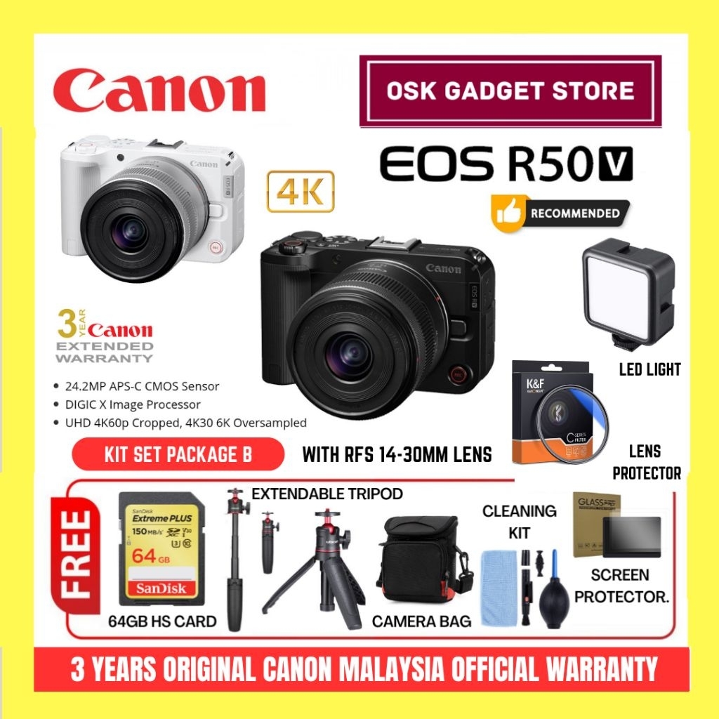 Canon EOS R50V R50 V 4K UHD Vlog Mirrorless Camera | New Model | 3 Years Canon Malaysia Official ...