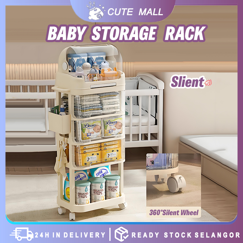 Oversized Baby Storage Rack Bottle Box With Anti-Dust Wheels Newborn ...