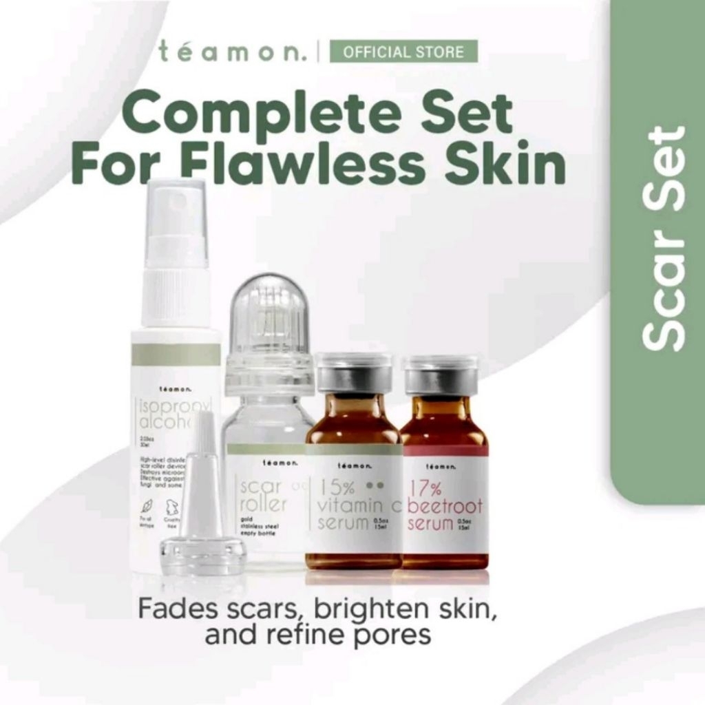 Teamon Scar Roller Scar Stamp Set with Guava Vitamin C Serum and ...