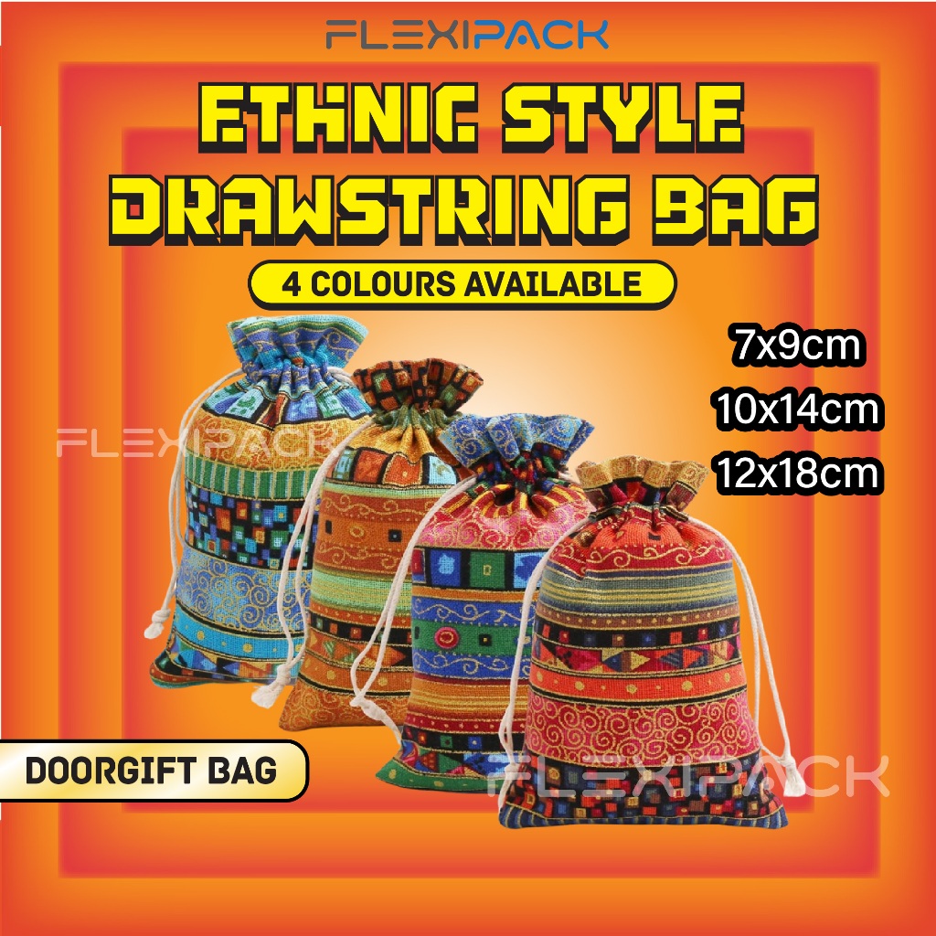 Ethnic Drawstring Bag Linen Jute Pouch Bag Jewelry Doorgift Burlap ...