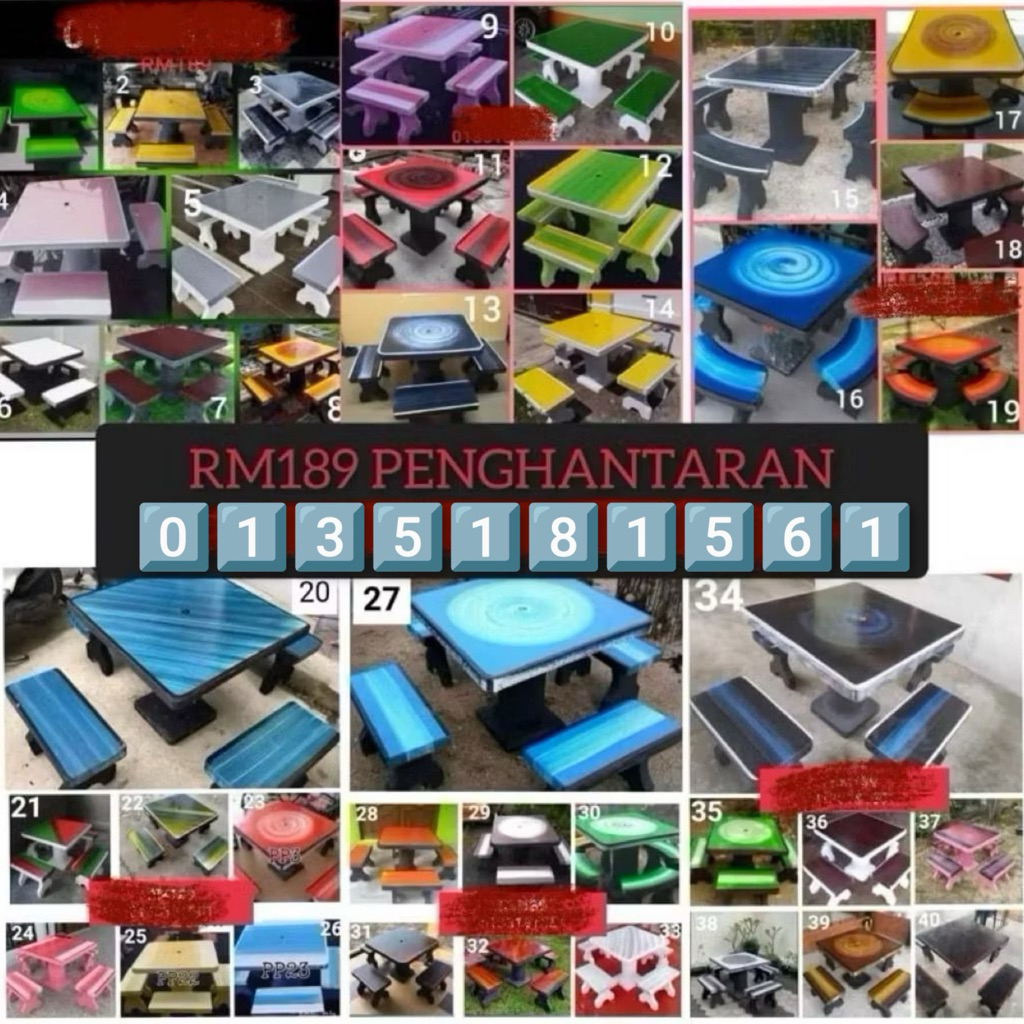 (COD JIMAT 0135181561)KERUSI MEJA BATU SET MEJA BATU PETAK MURAH ...