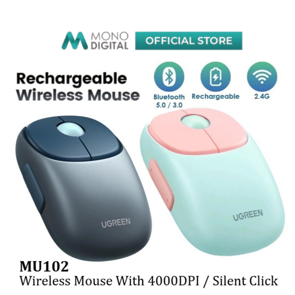 UGREEN MU102 FUN+ WIRELESS MOUSE WITH BLUETOOTH / RECHARGEBLE / 4000DPI ...
