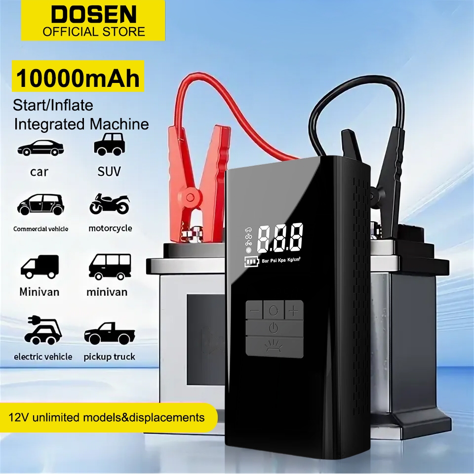 DOSEN Car jump starter powerbank jumper with pump tyre With Air ...