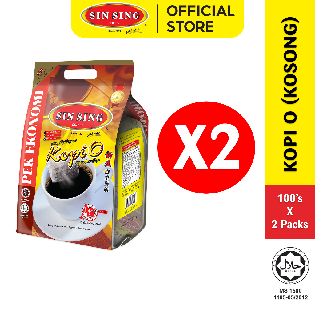 (2 Pek) SIN SING Kopi O Coffee Mixture Bags | Uncang Kopi Campuran (100's x 10g) HALAL | Shopee ...