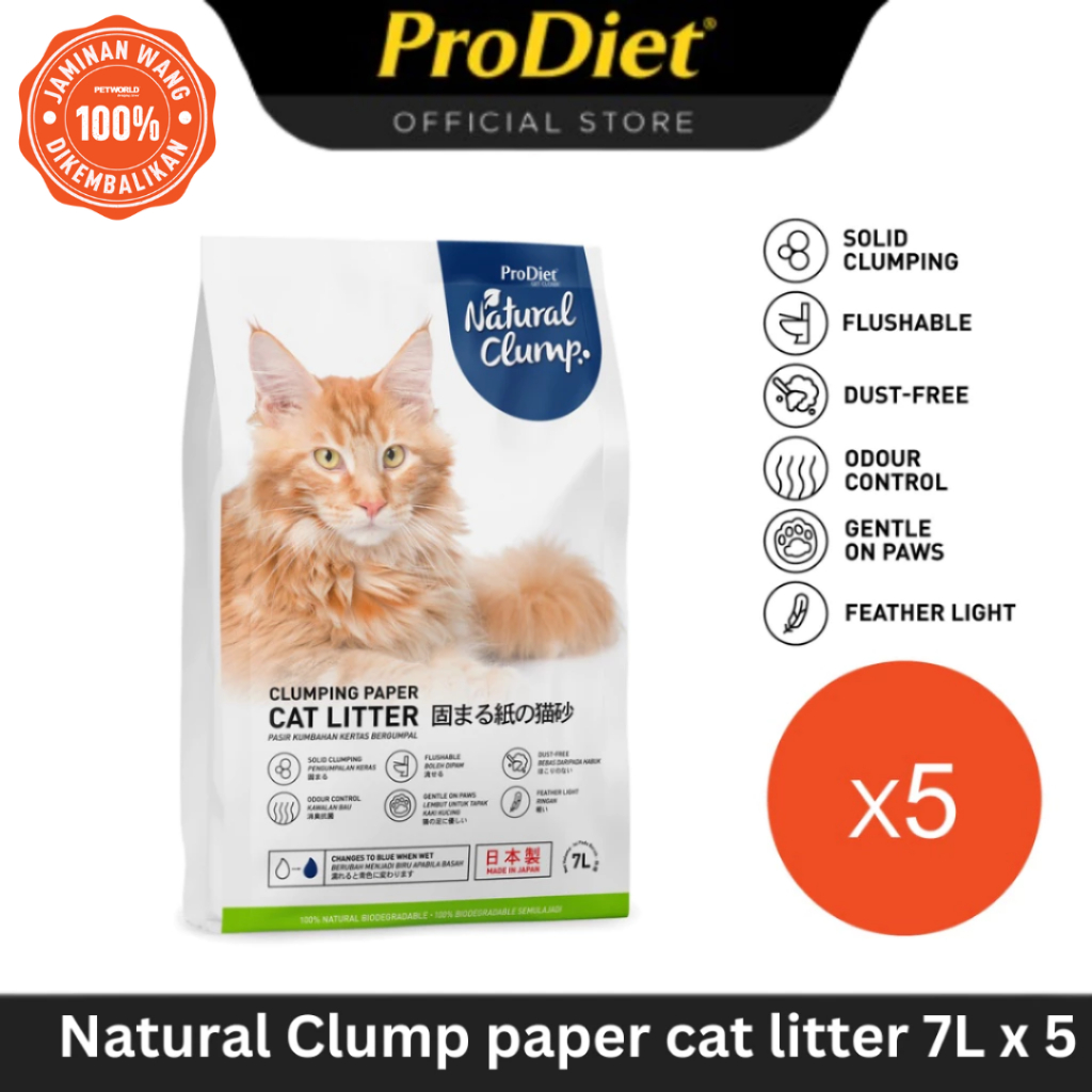 [Carton Carnival] ProDiet Paper Cat Litter Natural Clump (7L x 5 ...
