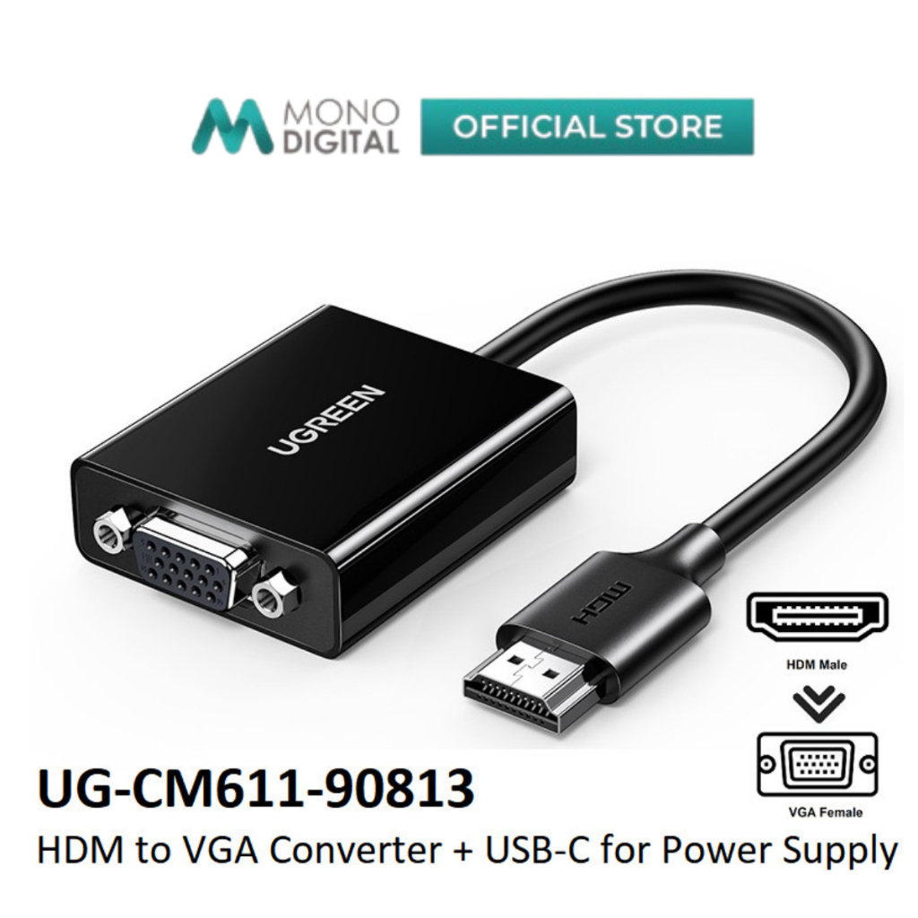 UGREEN CM611 HDMI TO VGA CONVERTER WITH USB-C PORT FOR POWER SUPPLY (UG-CM611-90813) | Shopee ...