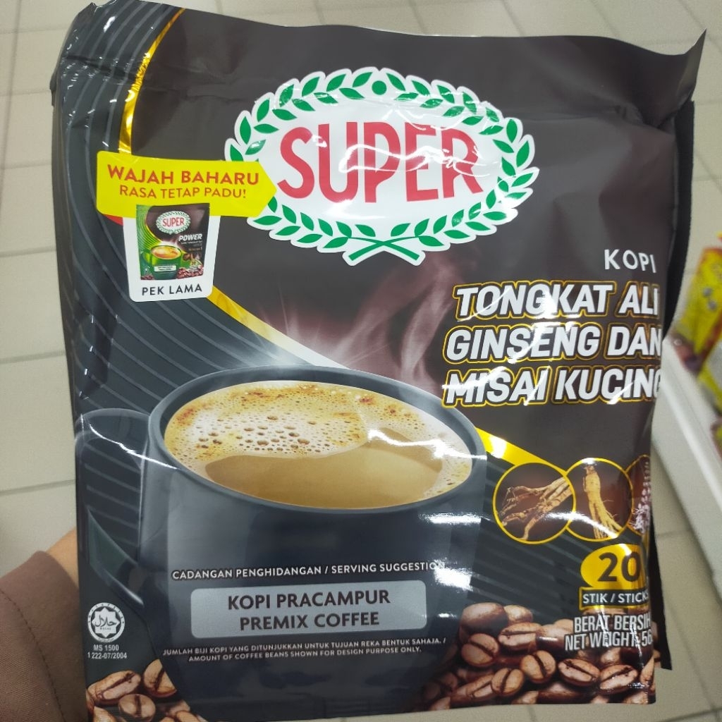 SUPER Kopi Tongkat Ali Ginseng dan Misai Kucing (20 x 28g) | Shopee ...