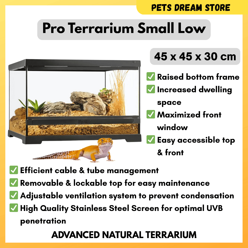 Exo Terra Pro Terrarium Small Low 45x45x30cm PT4403 Reptile enclosure ...