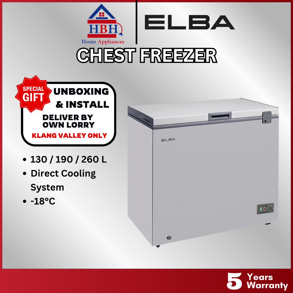 Elba 130L / 190L / 260L Fridge & Freezer Dual Function Chest Freezer EF ...