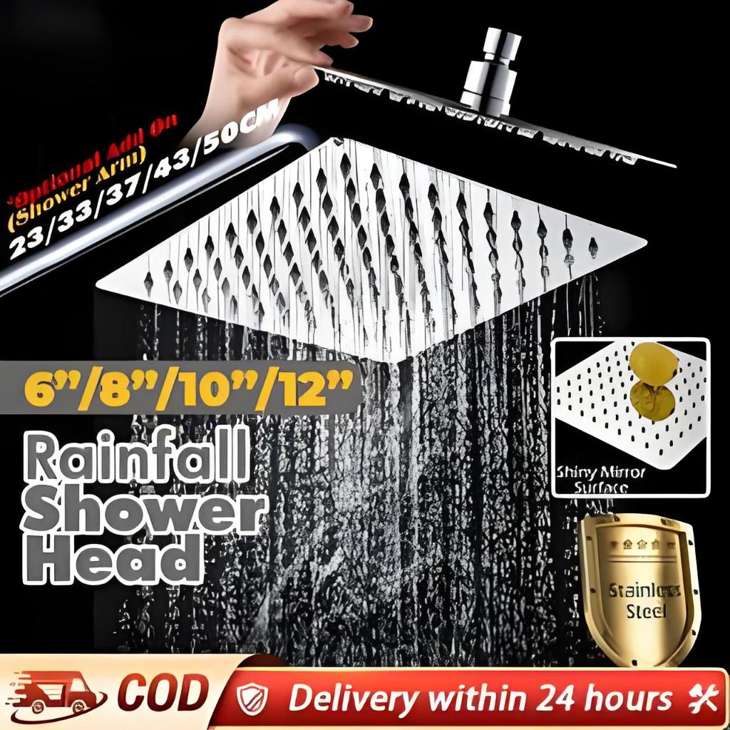 6/8/10/12 INCH Stainless Steel Shower Head Rainfall Shower Head Ultra ...