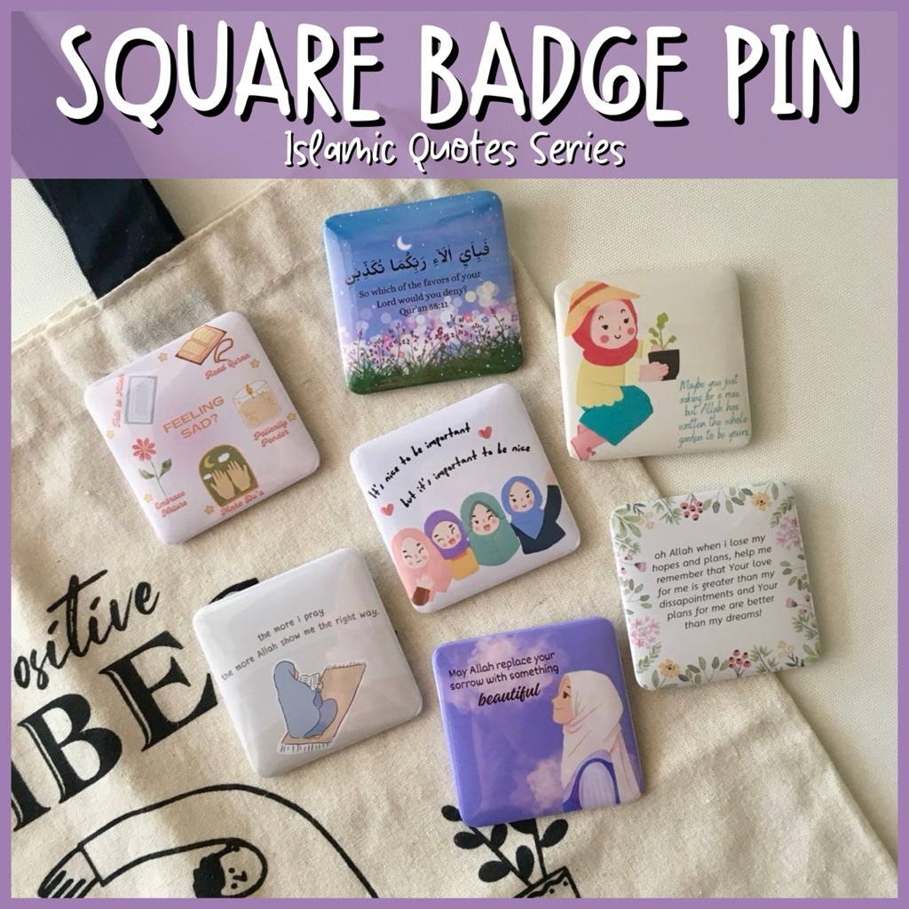 SQUARE BADGE PIN - ISLAMIC QUOTES SERIES | Shopee Malaysia