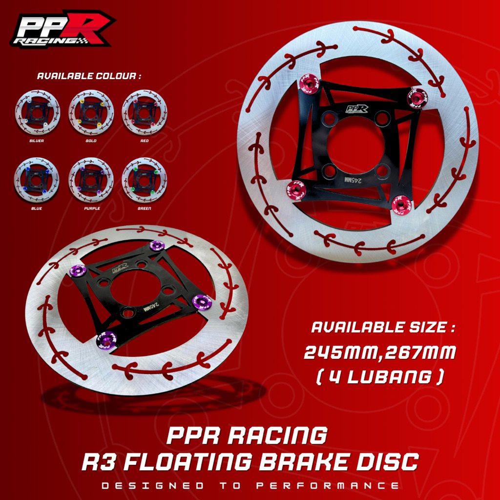 PPR RACING R3 FLOATING BRAKE DISC 267MM 245MM 4 HOLE / 230MM 260MM NVX ...