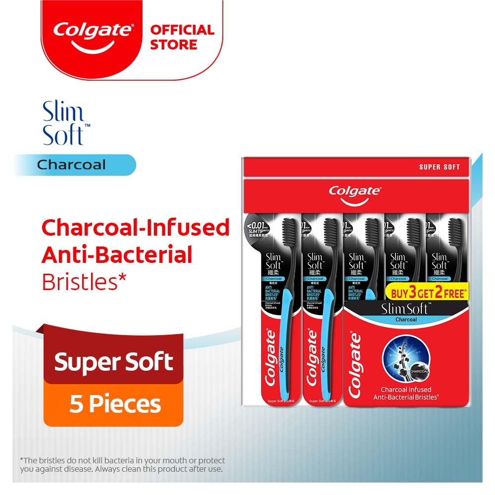 [East Malaysia] Colgate SlimSoft Charcoal Toothbrush Valuepack 5s ...