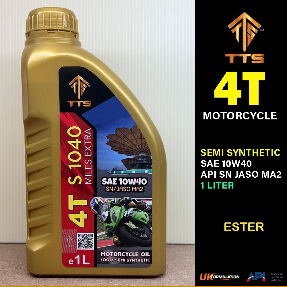 TTS 4T Semi Sintetik Ester SAE 10W40 API SN JASO MA2 1L Minyak Hitam ...