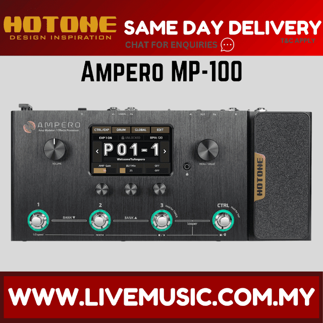 Hotone Limited Edition MP-100 Ampero Multi Effects Pedal - Black / Pink ...