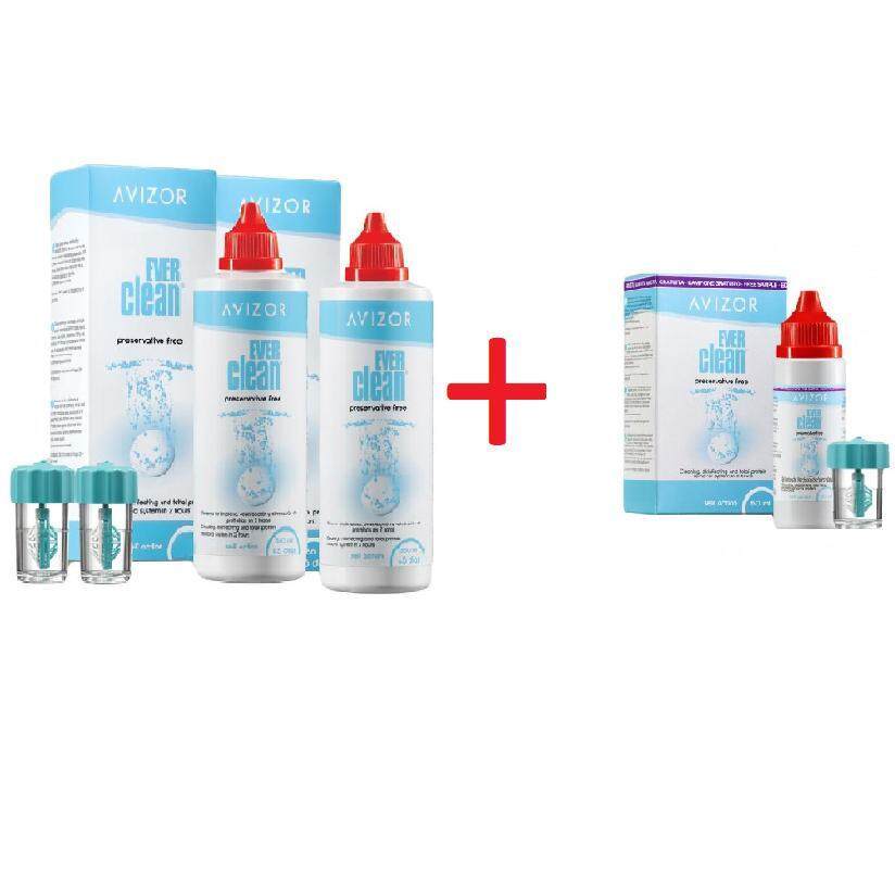 Avizor Ever Clean Preservative-Free Contact Lens Solution (2X225ml FREE ...
