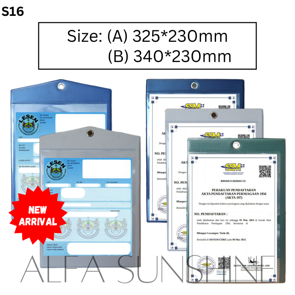 ALFA | PVC License Holder with Hanging Eyelet Business License SSM ...