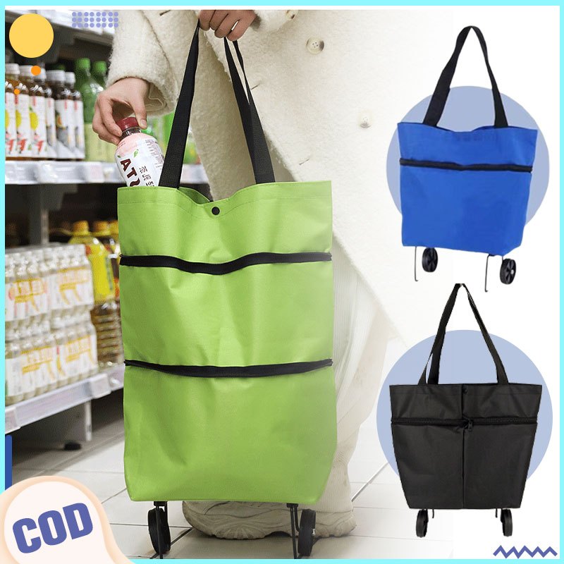 Foldable Shopping Bag Cart Trolley Bags Hand-Pulled Grocery Cart Multi ...