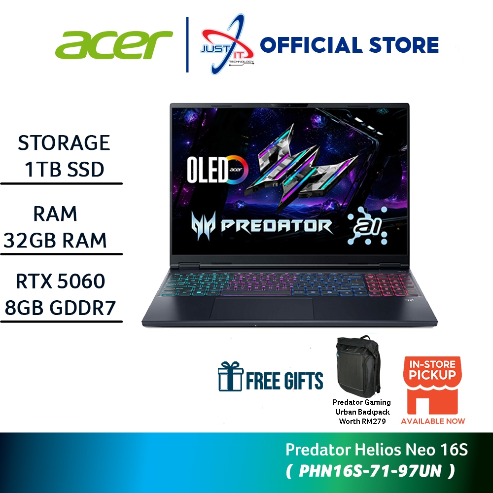 ACER PREDATOR HELIOS NEO 16S PHN16S-71-97UN 16" OLED GAMING LAPTOP ...