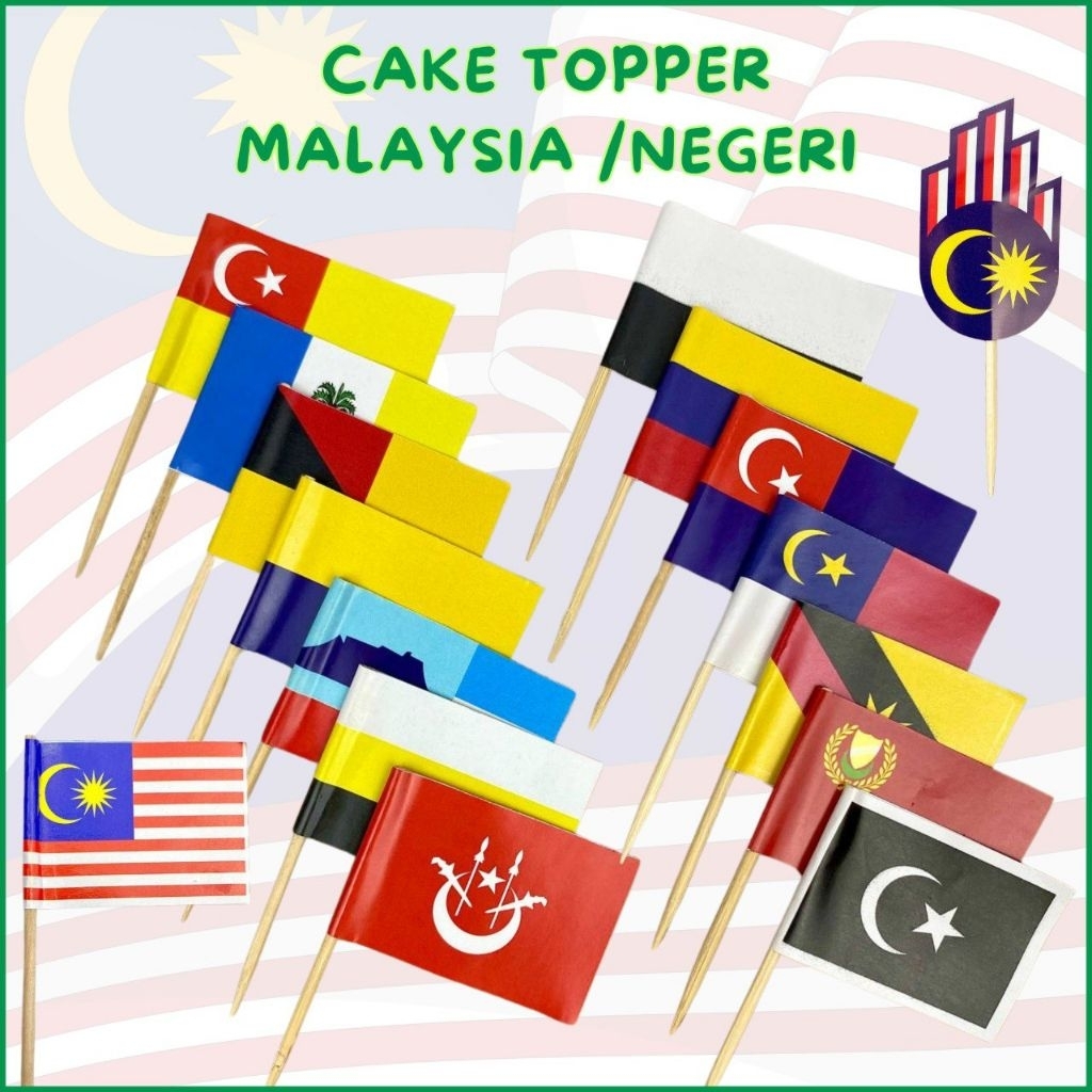 Hiasan merdeka Cake Topper Malaysia Negeri Bendera Deco Merdeka Tanjak ...
