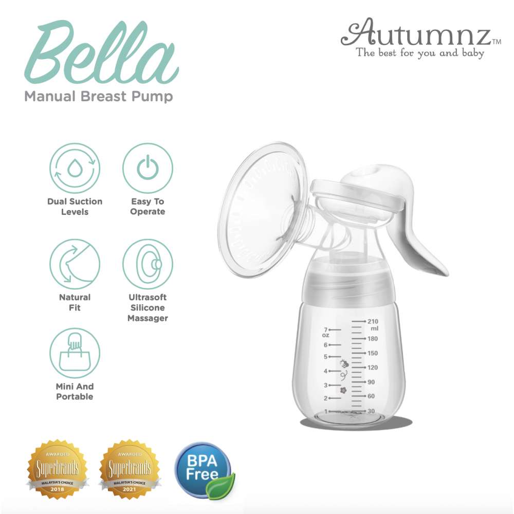 AUTUMNZ Pam Susu Badan Manual Breast Pump Portable Bella BPA Free ...